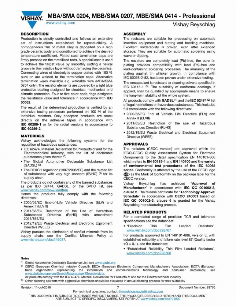 Vishay MBE/SMA 0414 datasheet page 7