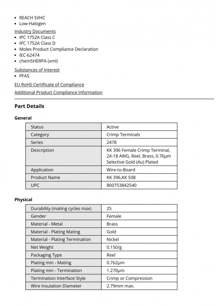 KK 396 product specification page 2