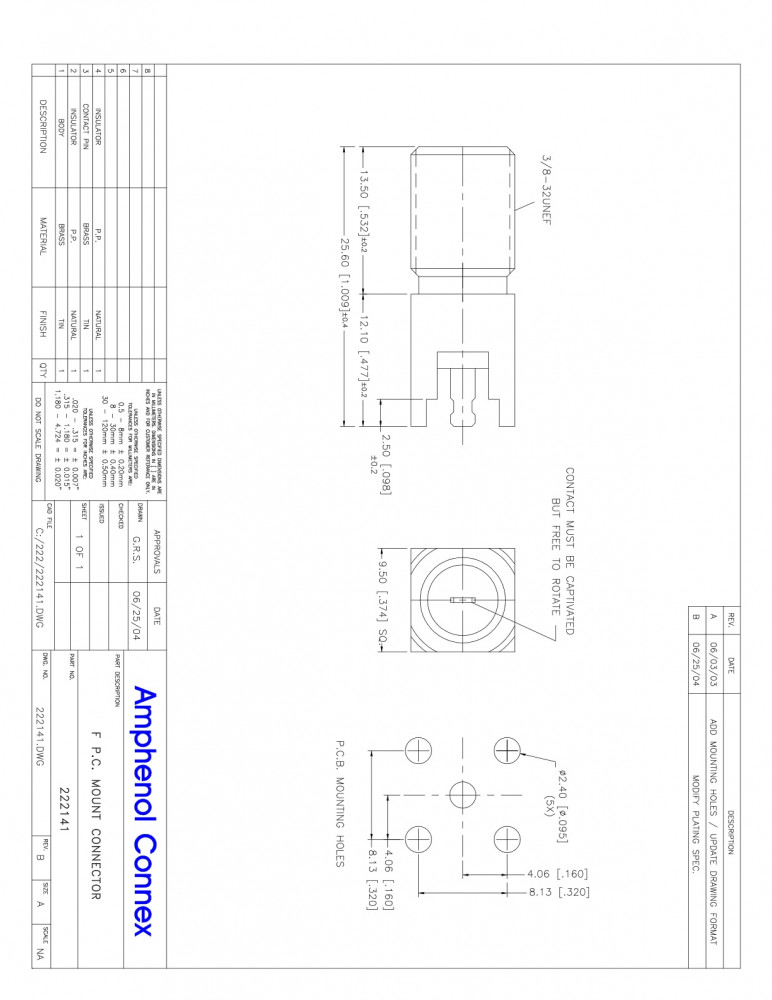 Amphenol 222141 product drawing