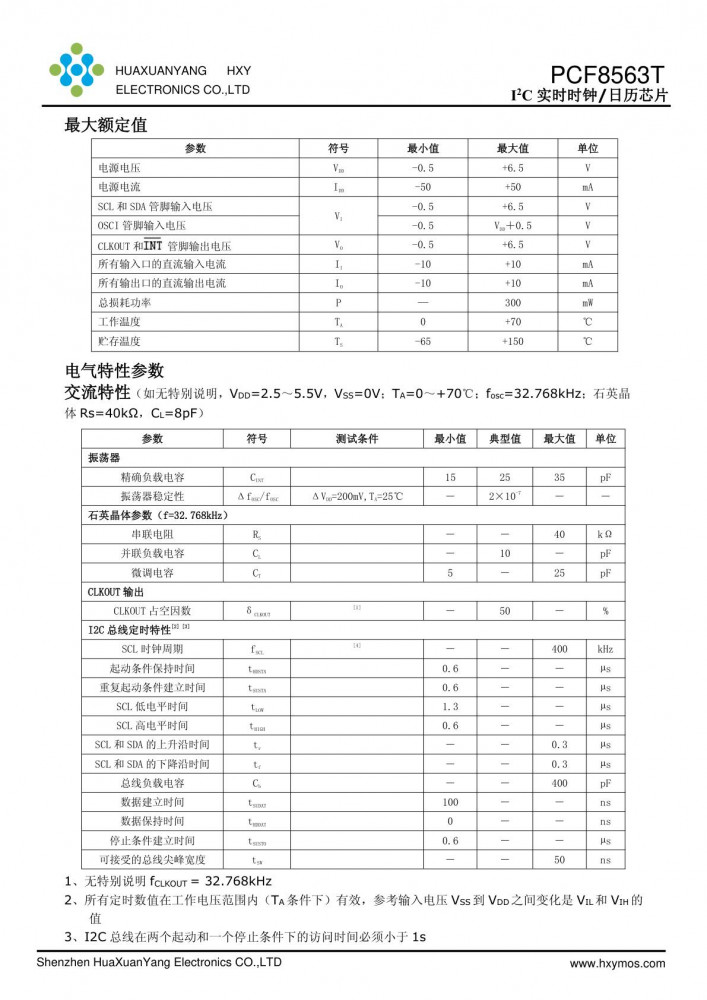 PCF8563T-HXY datasheet page 3