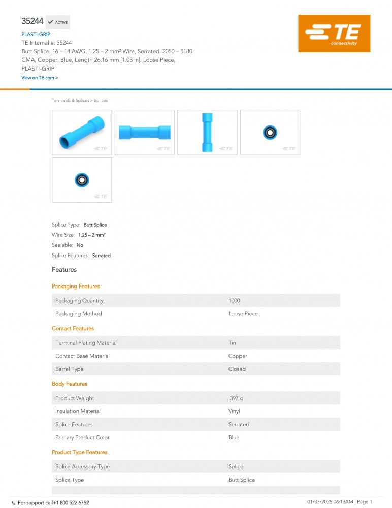 TE Connectivity 35244 document page 1