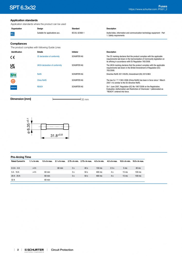 SCHURTER 0001.2534 technical document page 2