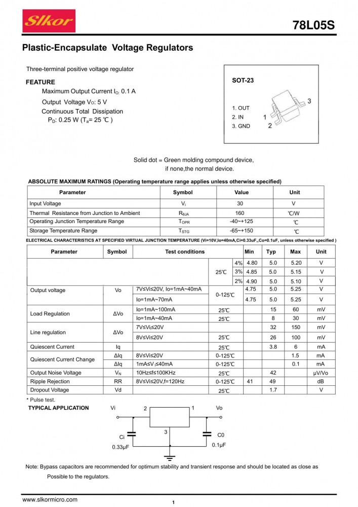 78L05S datasheet page 1