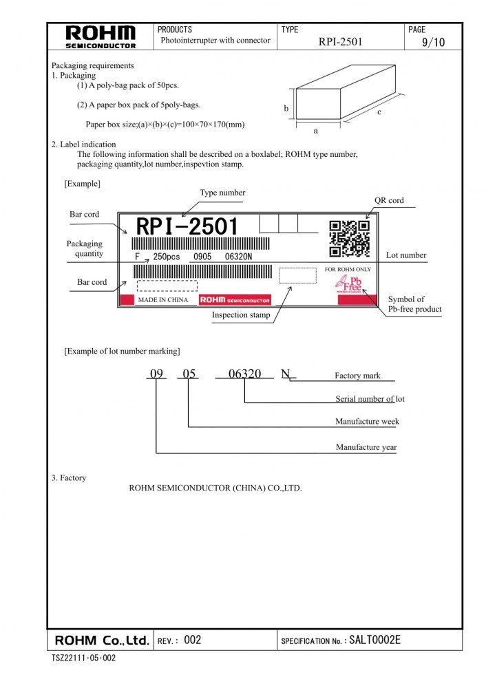 ROHM RPI-2501 specification page 9
