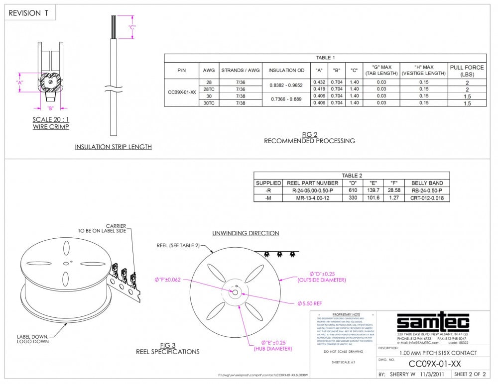 Samtec CC09M-01-GF technical drawing page 2