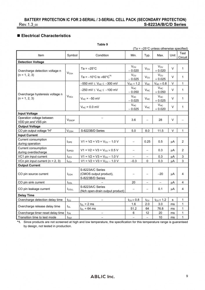 S-8223 series datasheet page 9