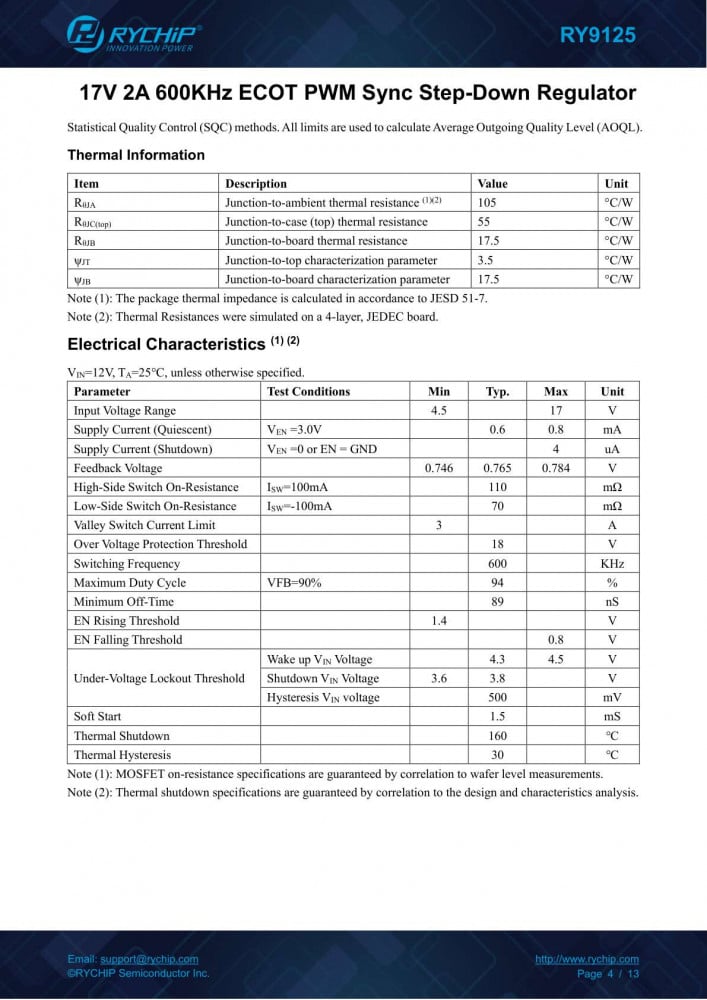 RY9125 datasheet page 4
