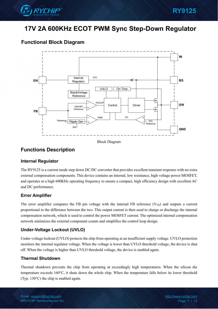 RY9125 datasheet page 7