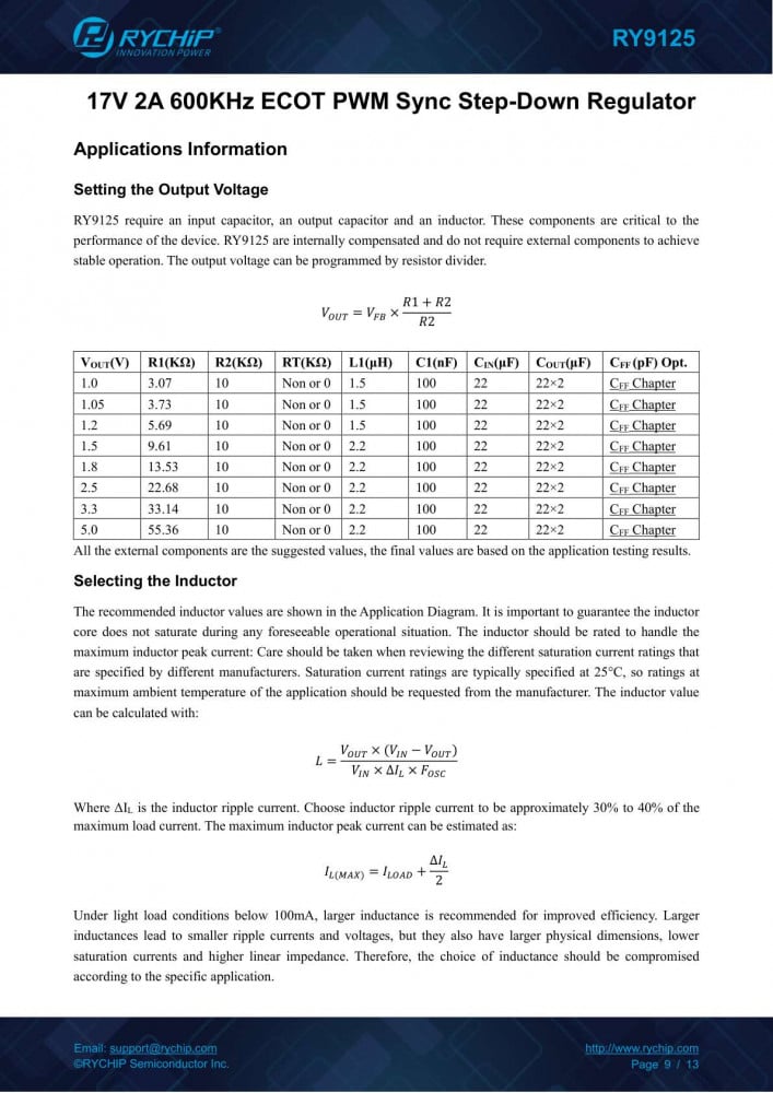 RY9125 datasheet page 9