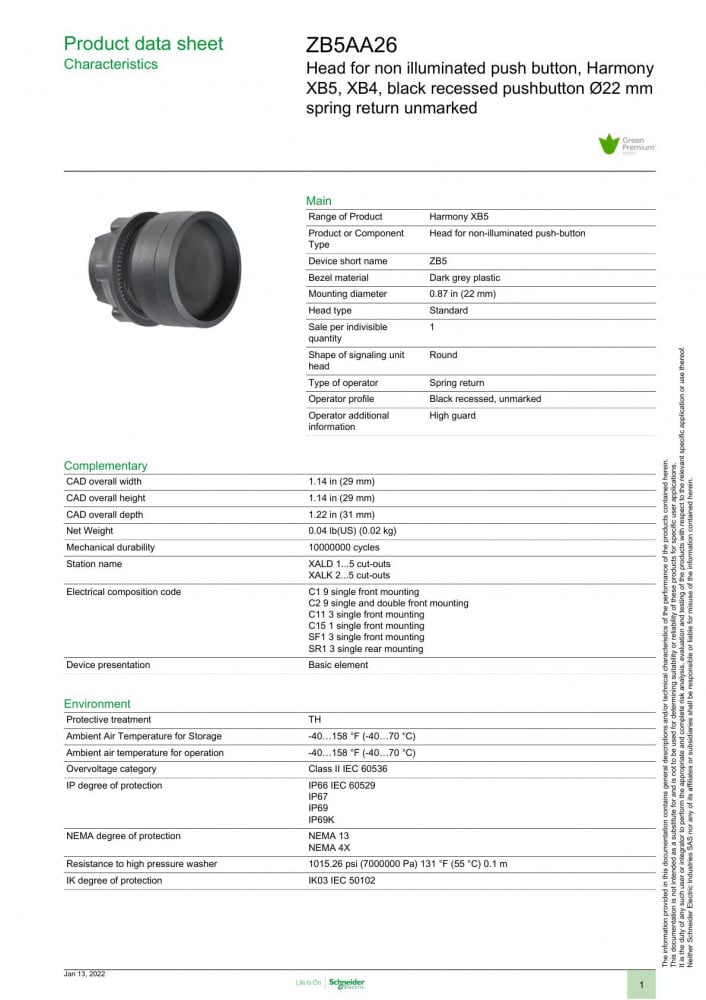 ZB5AA26 technical documentation page 1