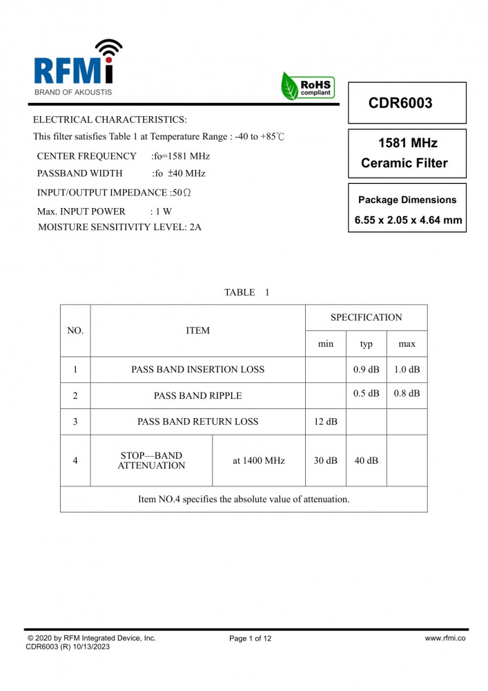 CDR6003 technical document page 1