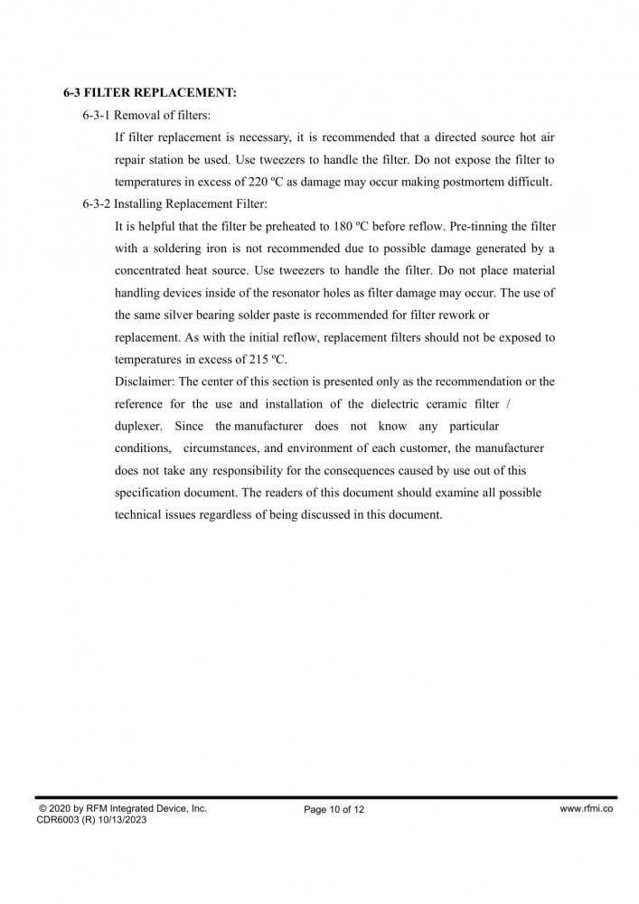 CDR6003 technical document page 10