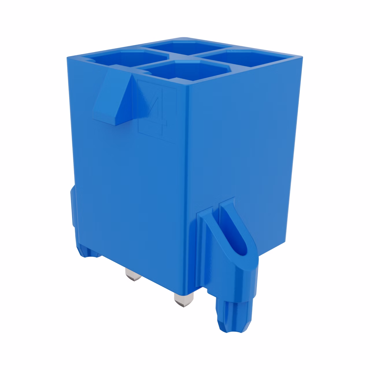 Mega-Fit ColorLock Vertical Header with Crush Pegs, 5.70mm Pitch, Through Hole, Dual Row, 4 Circuits, Matte Tin (Sn) Plating, 3.73mm Tail Length, Glow-Wire Capable, Tray, Blue for sale