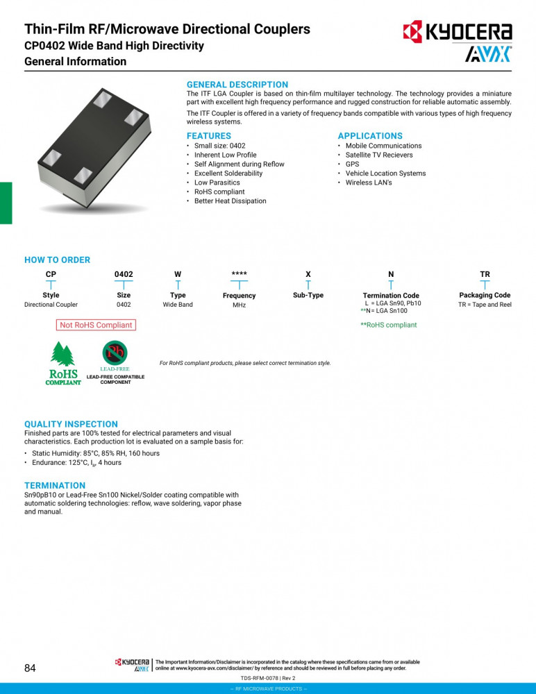 CP0402 directional coupler document page 2