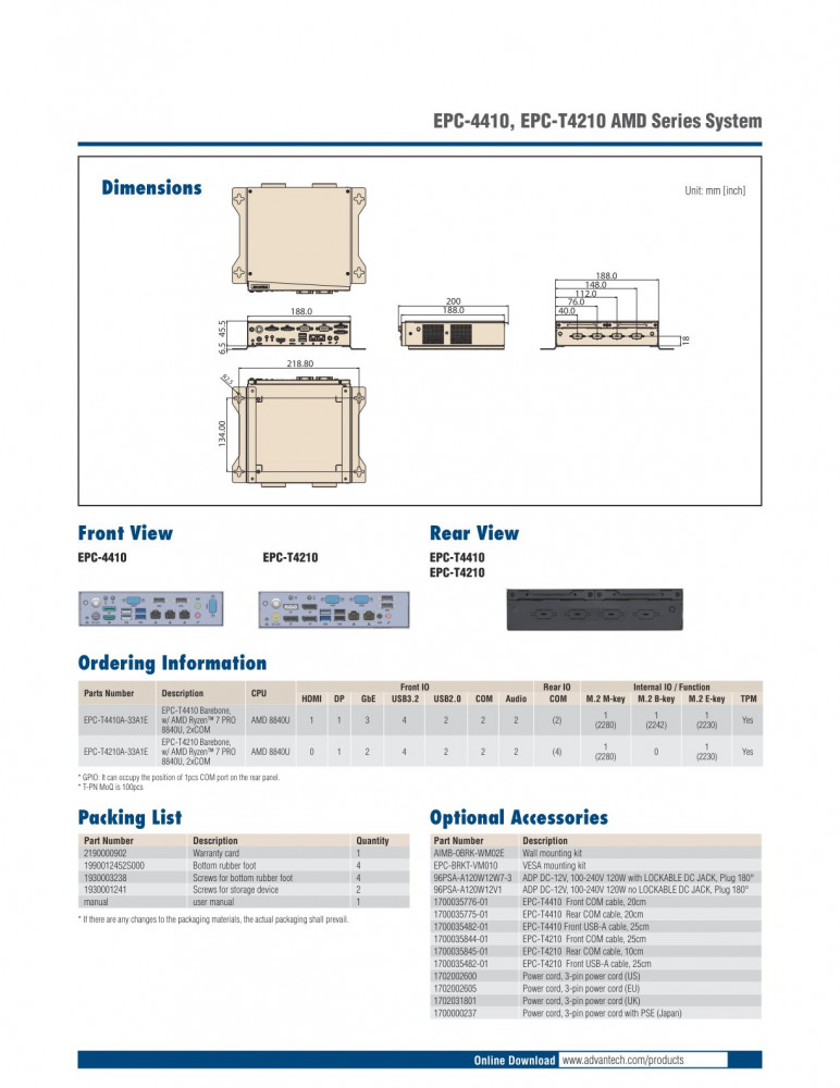 EPC-T4410 product documentation page 2