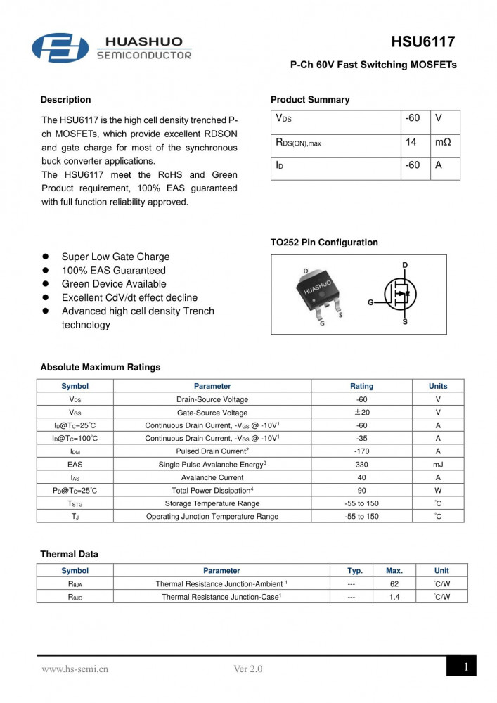 HSU6117 datasheet page 1