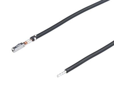 Pre-Crimped Lead MOX Female-to-Pigtail, Gold (Au) Plating, 450.00mm Length, 20 AWG, Black