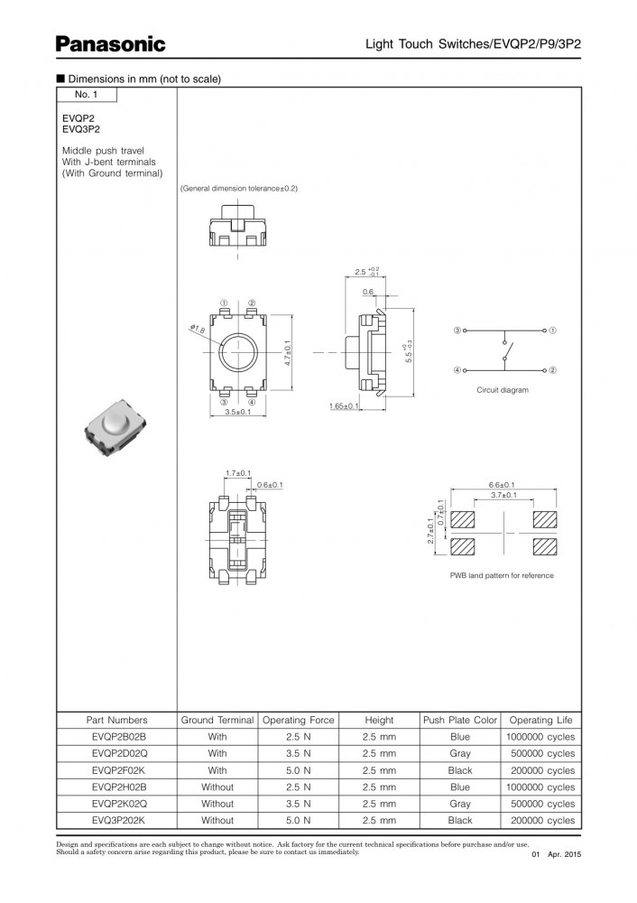 EVQP2402M datasheet page 2