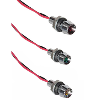 LED Panel Mount Indicator Amber .232″ 12V Wire Leads Watertight for sale