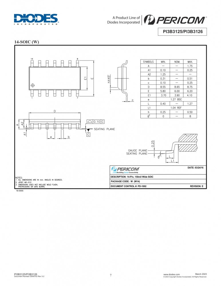 PI3B3126LEX datasheet page 7