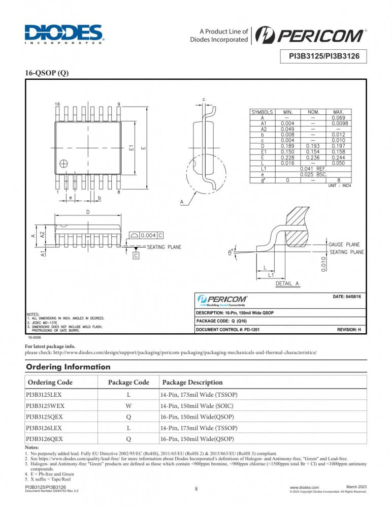 PI3B3126LEX datasheet page 8