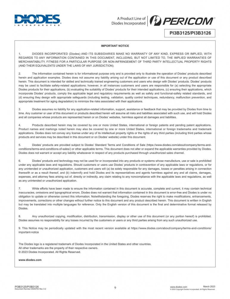 PI3B3126LEX datasheet page 9