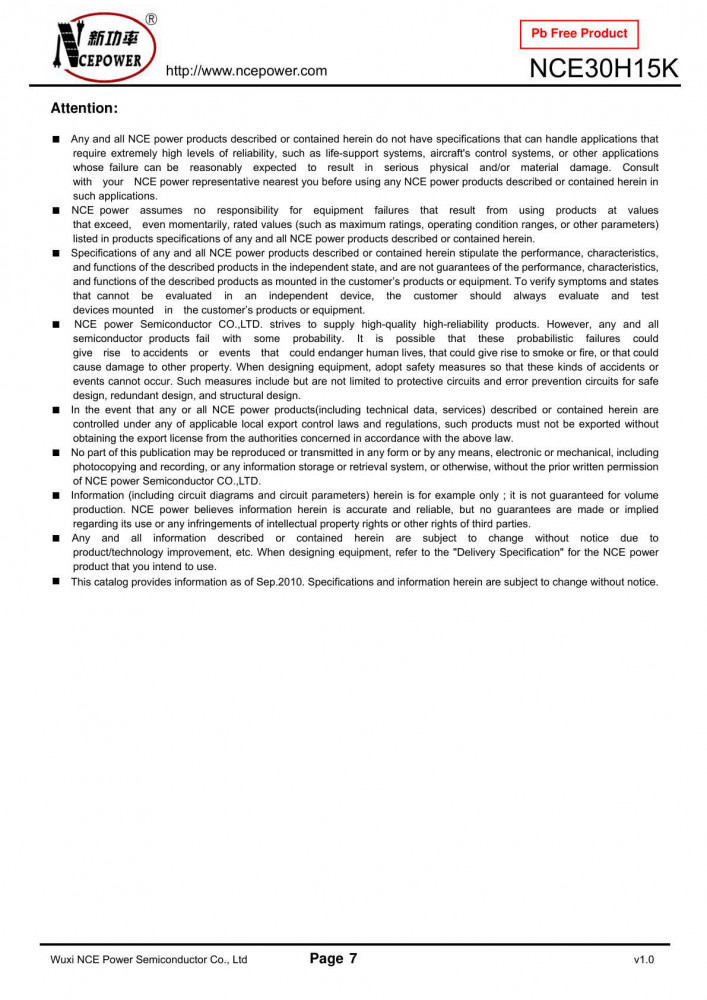NCE30H15K datasheet page 7