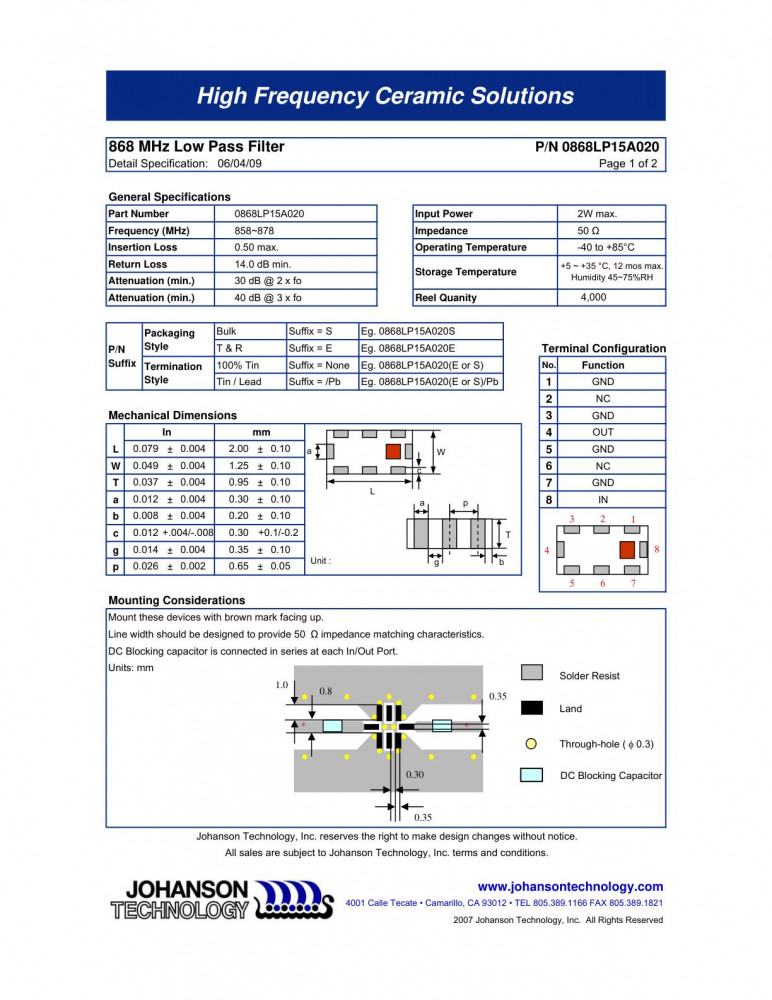 0868LP15A020E technical document page 1