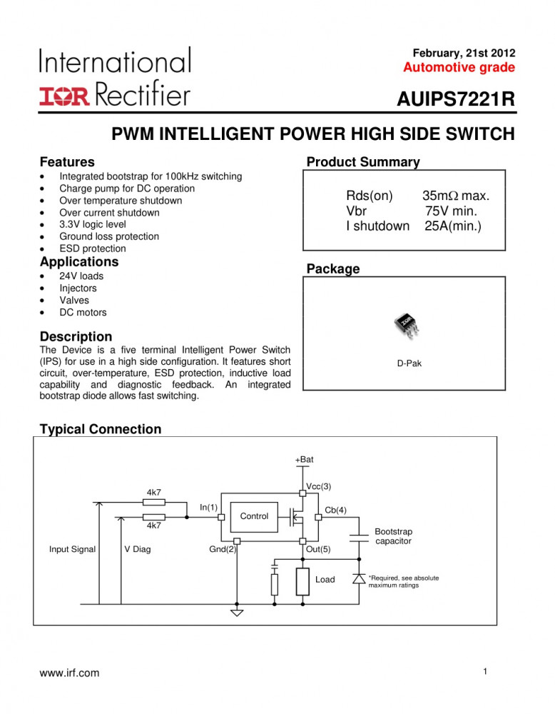 AUIPS7221R datasheet page 1