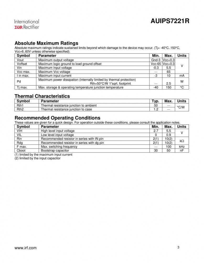 AUIPS7221R datasheet page 3