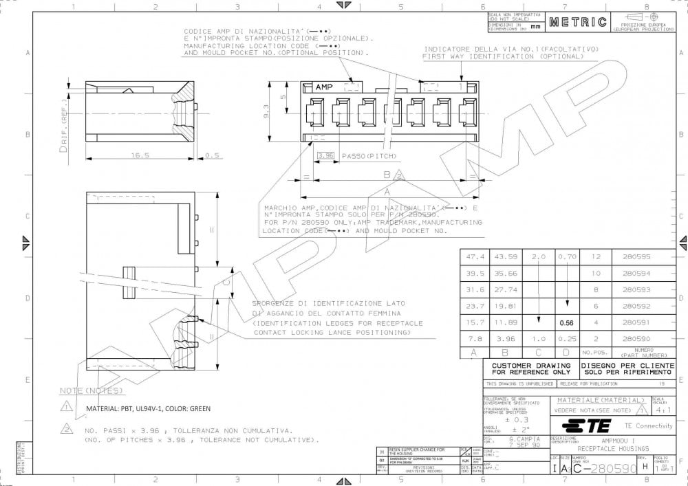 TE Connectivity 280591 technical document page