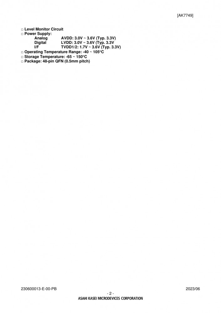 AK7749VN technical document page 2