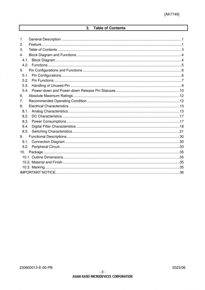 AK7749VN technical document page 3