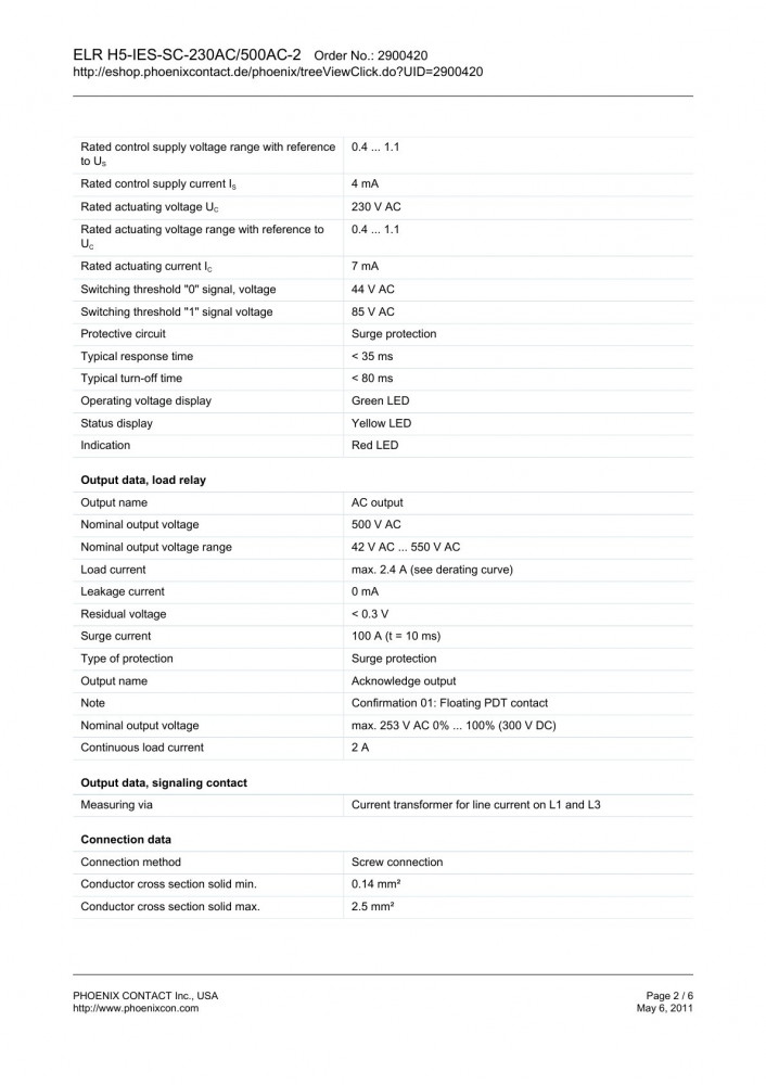 Phoenix Contact 2900420 technical document page 2