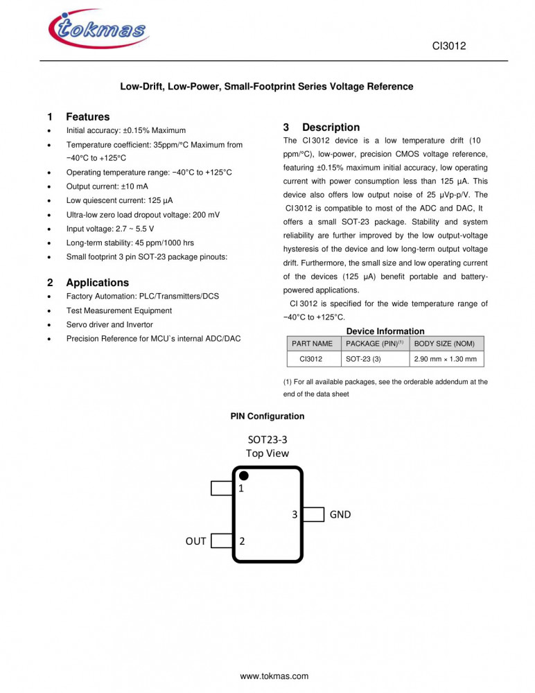 CI3012 datasheet page 1