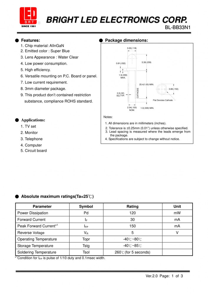 BL-BB33N1 datasheet page 1