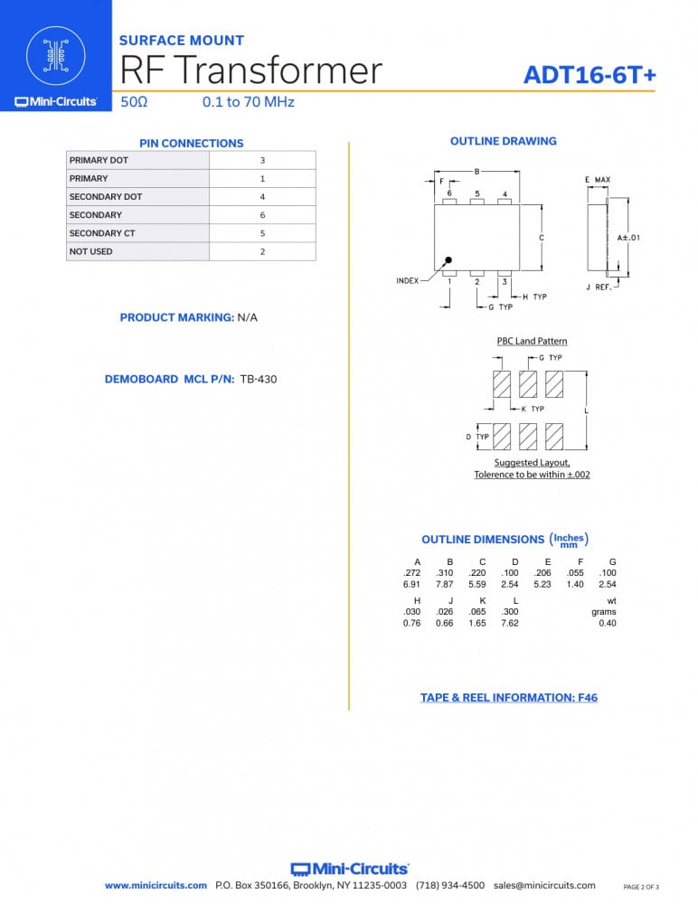 ADT16-6T+ datasheet page 2