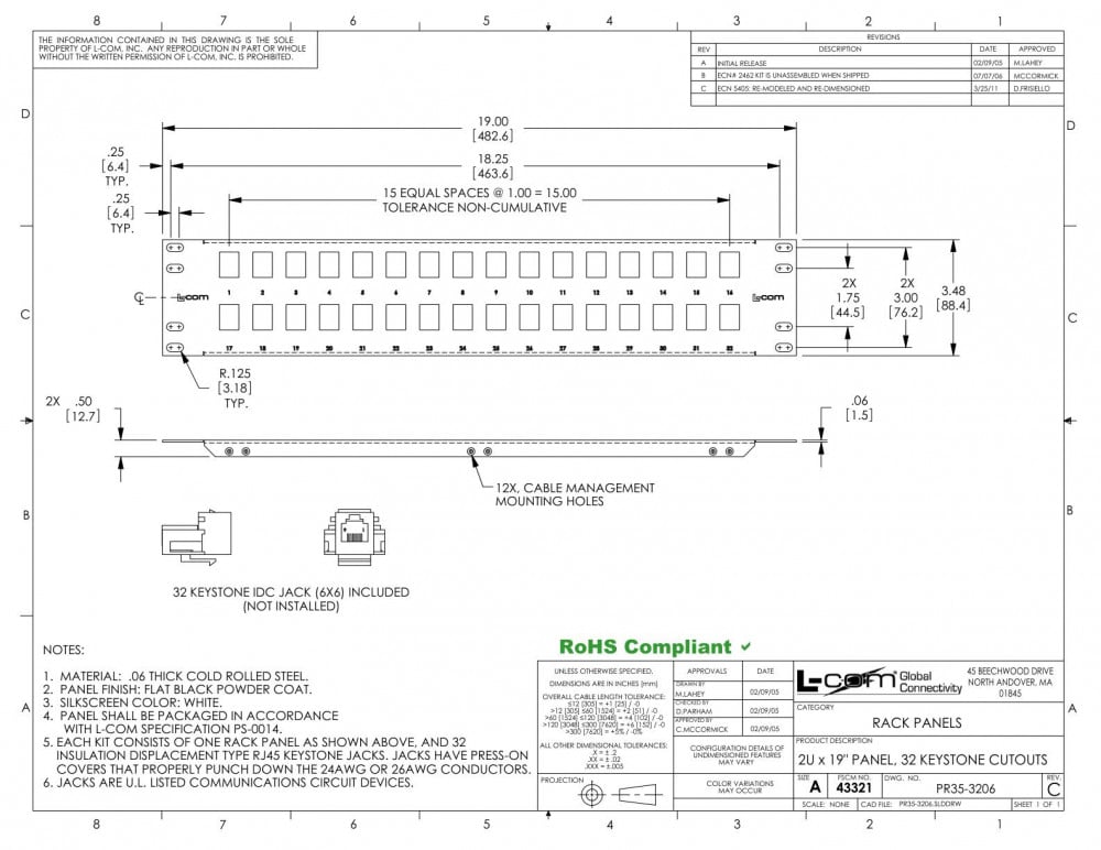 L-com PR35-3206 technical drawing