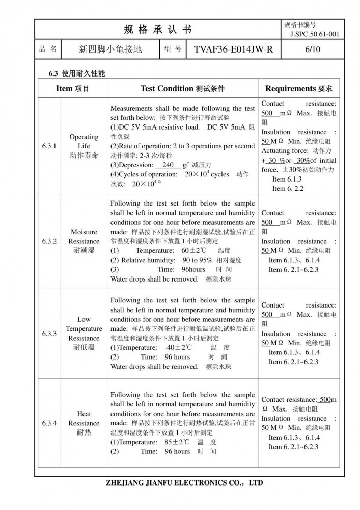 TVAF36-E014JW-R specification page 8