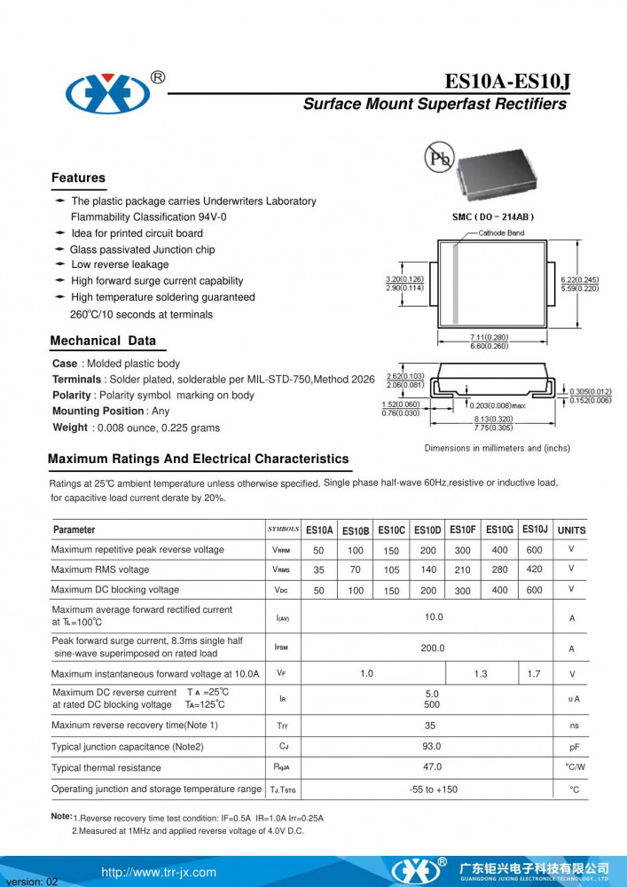 JUXING ES10G datasheet page 1