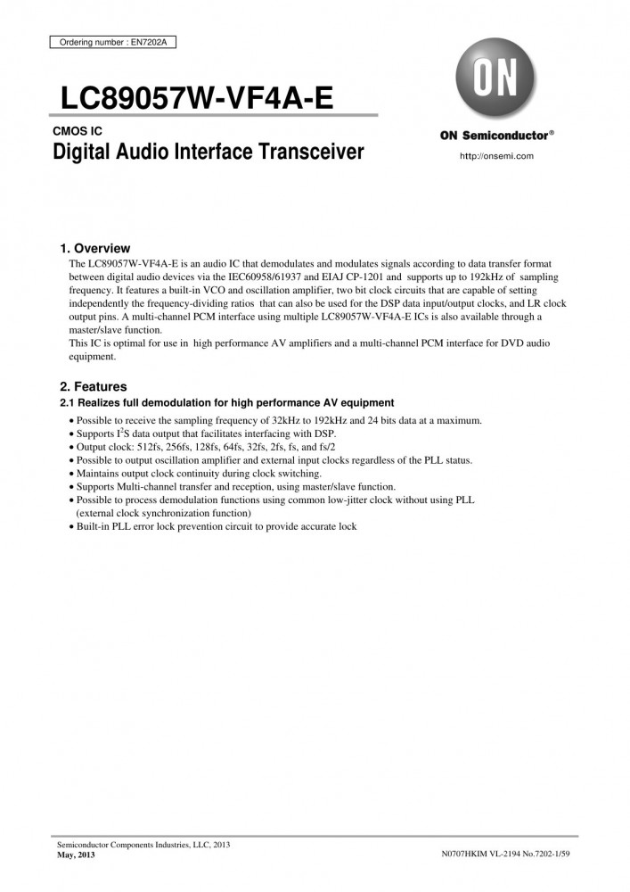 LC89057W-VF4A datasheet preview, page 1