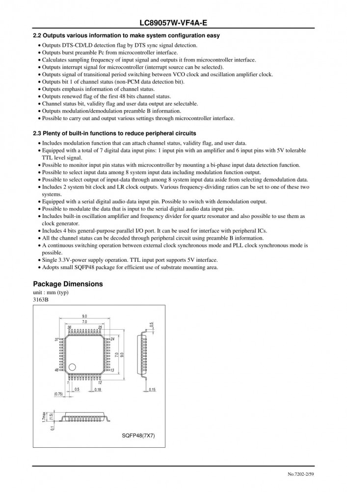 LC89057W-VF4A datasheet preview, page 2