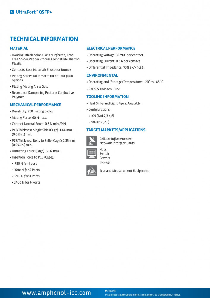 Amphenol UltraPort QSFP+ technical document page 2