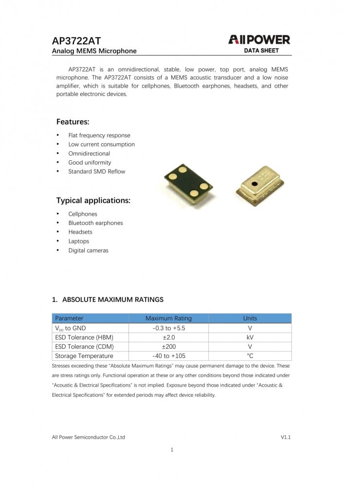 AP3722AT datasheet page 1
