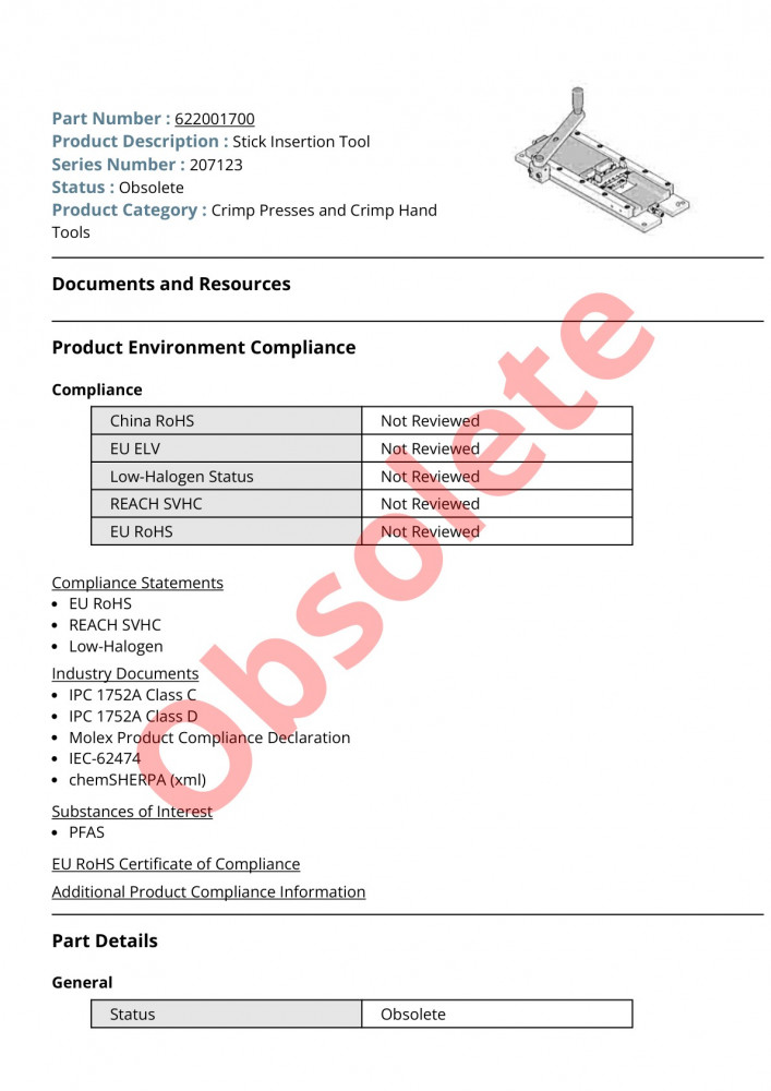 622001700 tooling document page 1