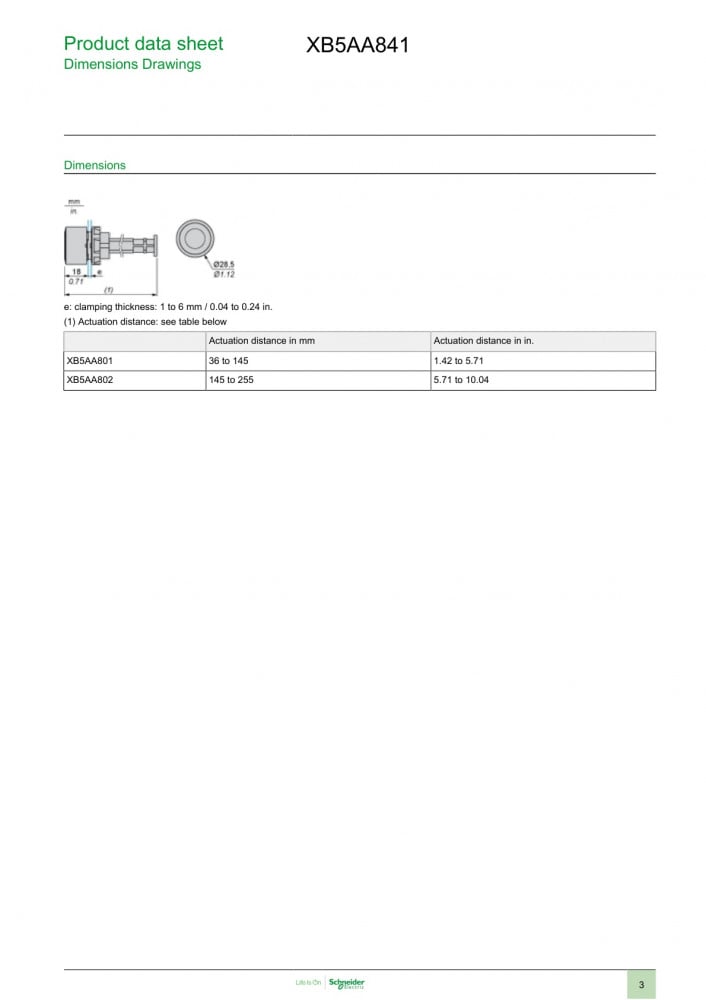 XB5AA841 technical document page 3