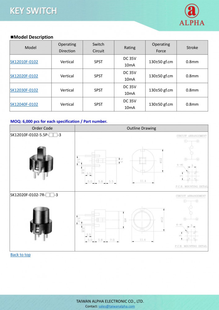 Alpha SK12010F technical document, page 2
