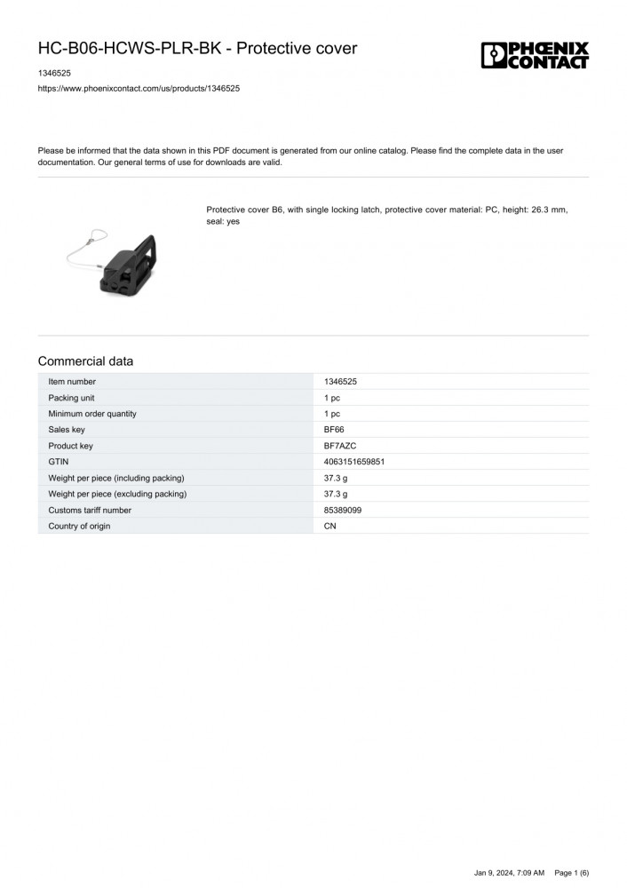 Phoenix Contact 1346525 technical document page 1