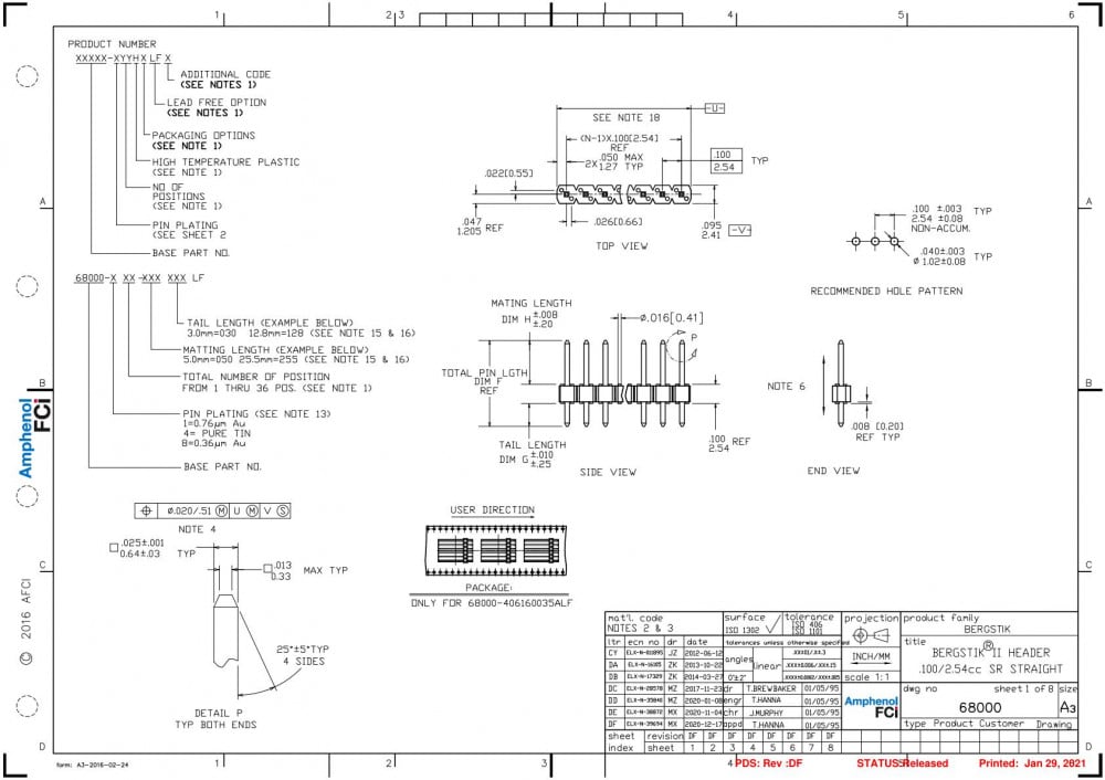 Amphenol BergStik II drawing page 1