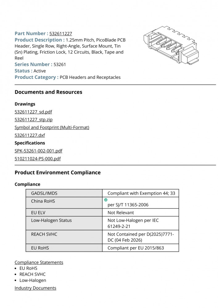 MOLEX 532611227 technical document image 1